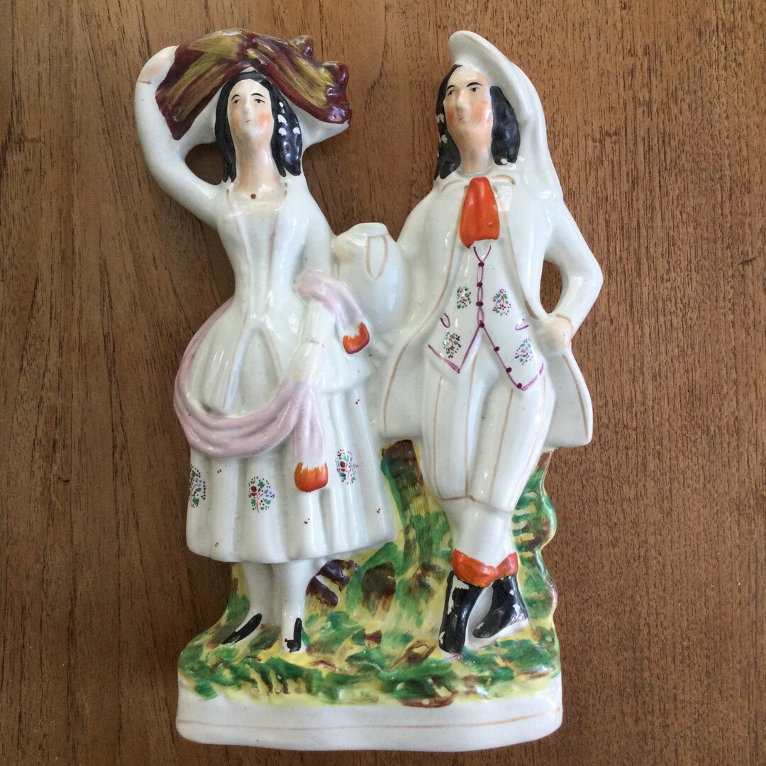 Staffordshire Flatback Figurine -couple. Man and Woman With Wheatsheaf ...
