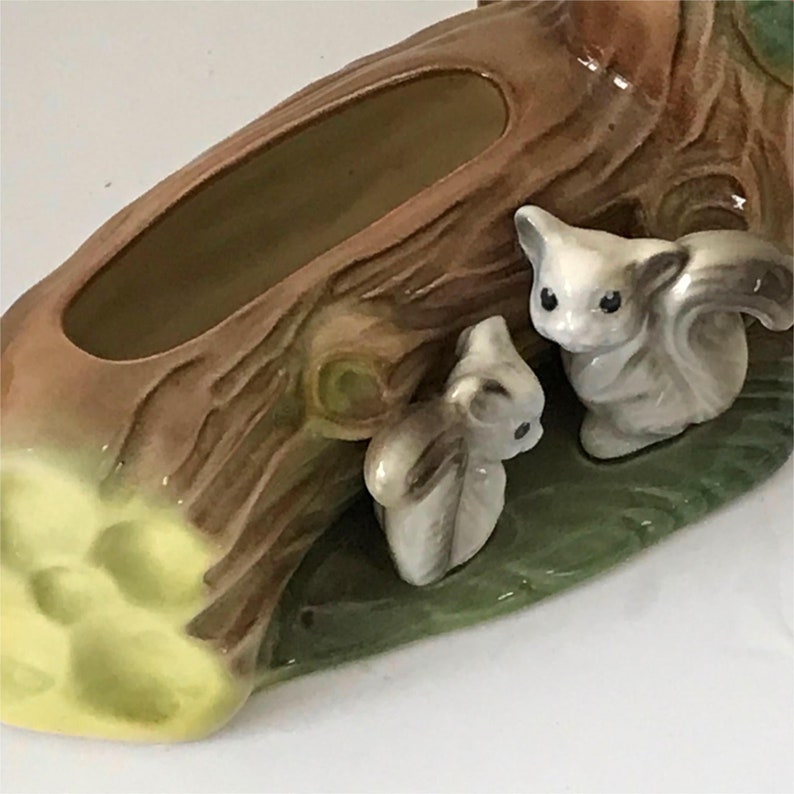 1960s Hornsea Pottery Log Shape Planter / Posy Bowl. Squirrels. Cute Retro Kitsch. Woodland ...