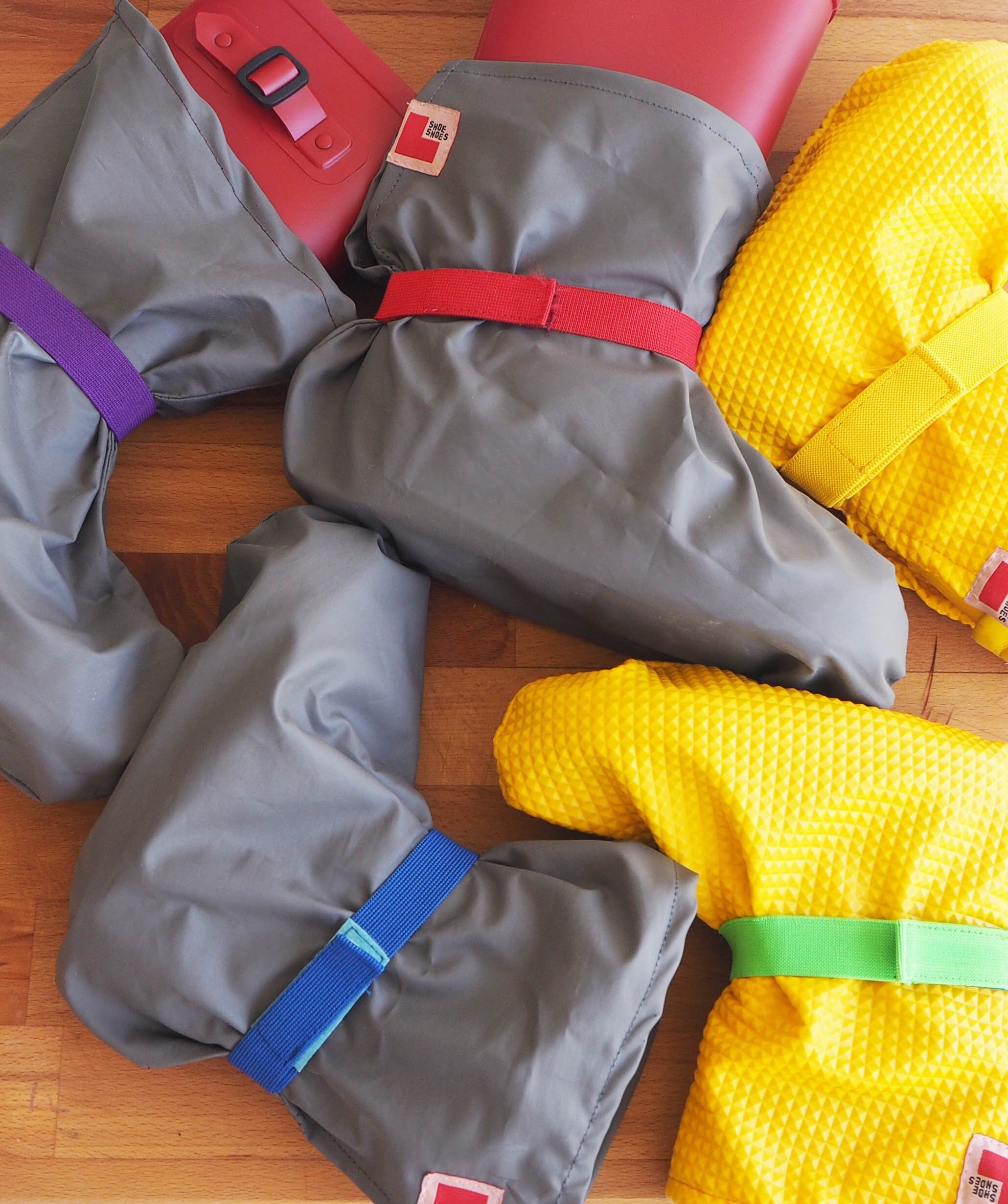 Forest School Kids Yellow Fabric Overshoes With Adjustable Easy Band ...
