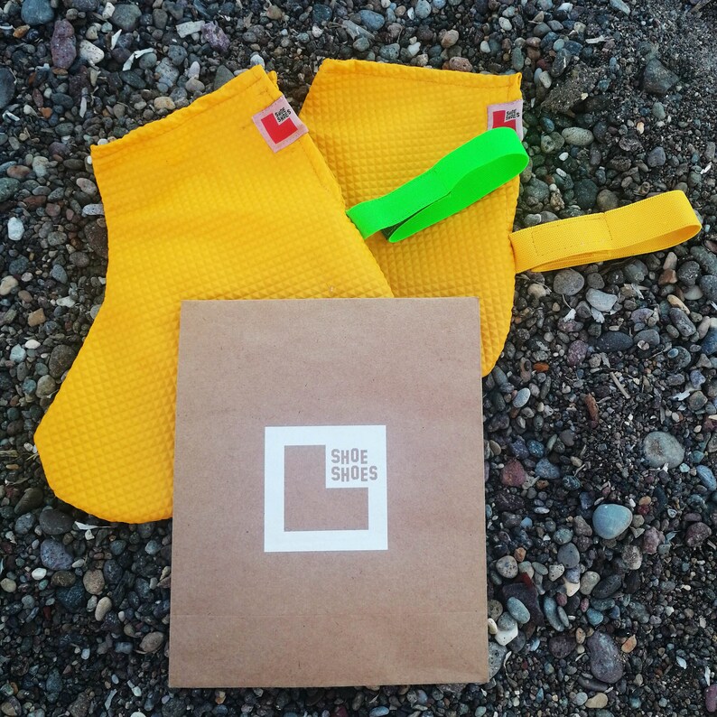 Forest School Kids Yellow Fabric Overshoes With Adjustable Easy Band ...