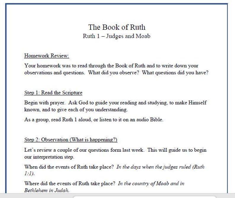 Book of Ruth Bible Study - Etsy