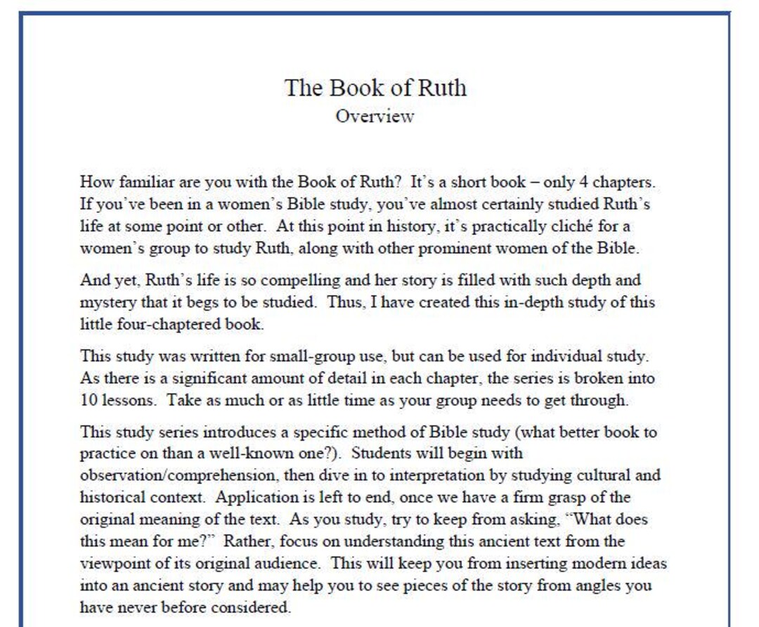 Book of Ruth Bible Study - Etsy