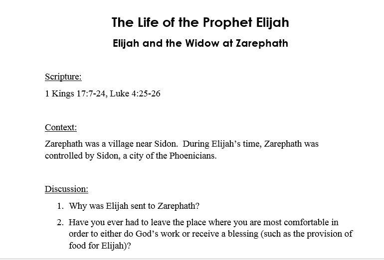 The Life of the Prophet Elijah - A Bible Study - Etsy