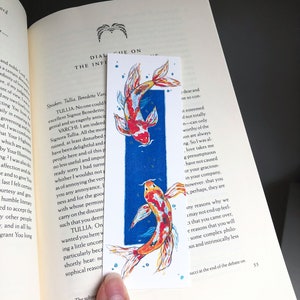 Watercolor Bookmark Koi Fish, Bookworm Essentials Bookmark, Nature Love ...