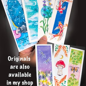 Watercolor Sky Bookmark, Stars and Moon Bookmarks, Celestial Bookmarks ...