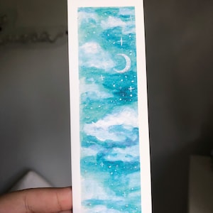 Watercolor Sky Bookmark, Stars and Moon Bookmarks, Celestial Bookmarks ...