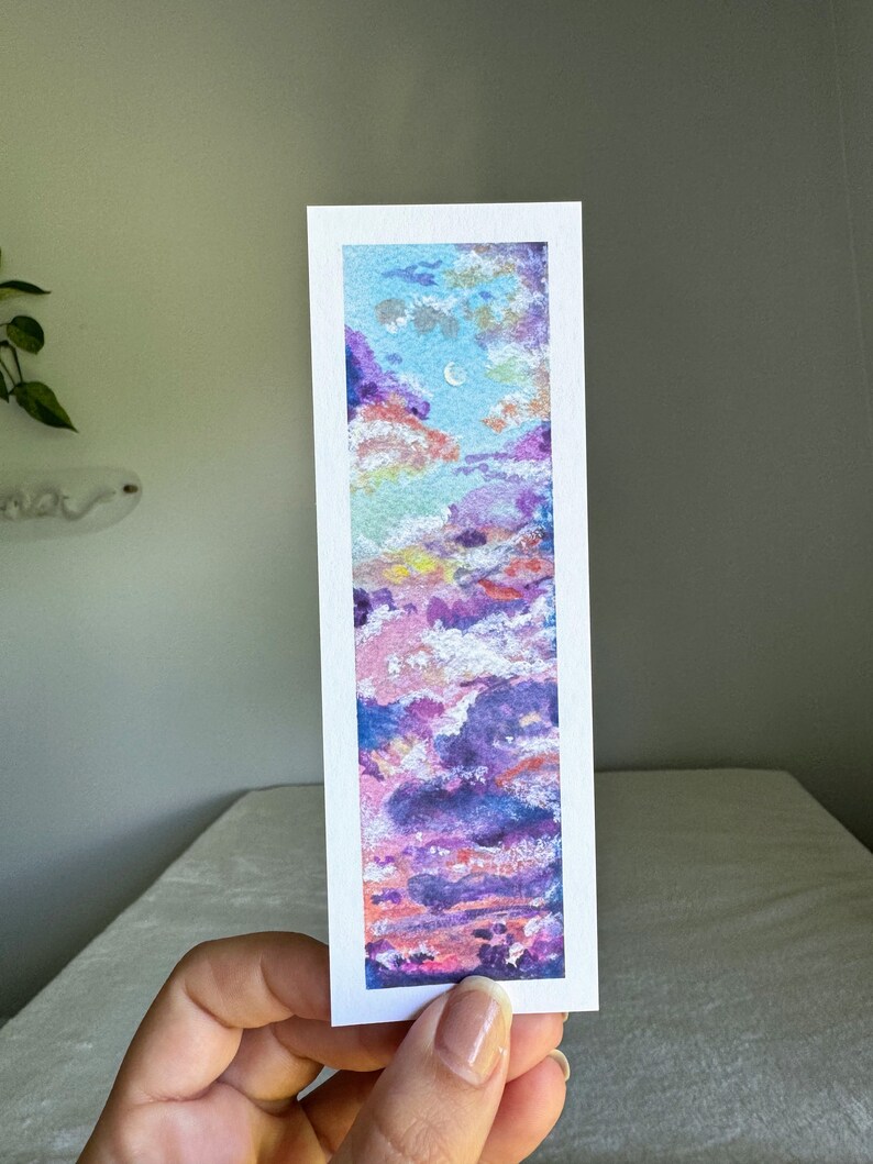 Watercolor Sky Bookmark, Stars and Moon Bookmarks, Celestial Bookmarks ...