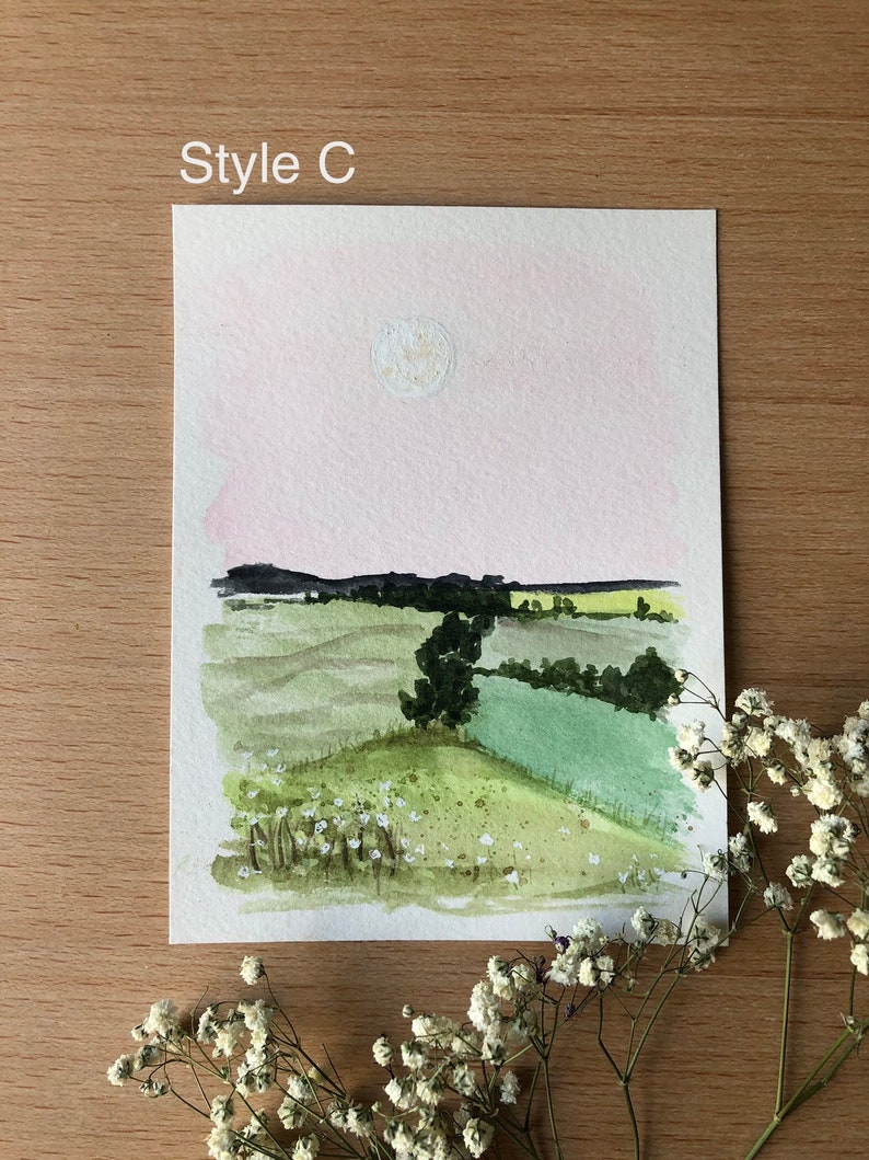 Small Minimalist Landscapes in Watercolor for Nature Lovers - Etsy