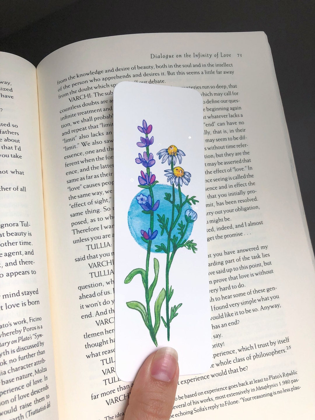 Floral Watercolor Bookmark, Lavender and Chamomile Bookmark, Botanical ...