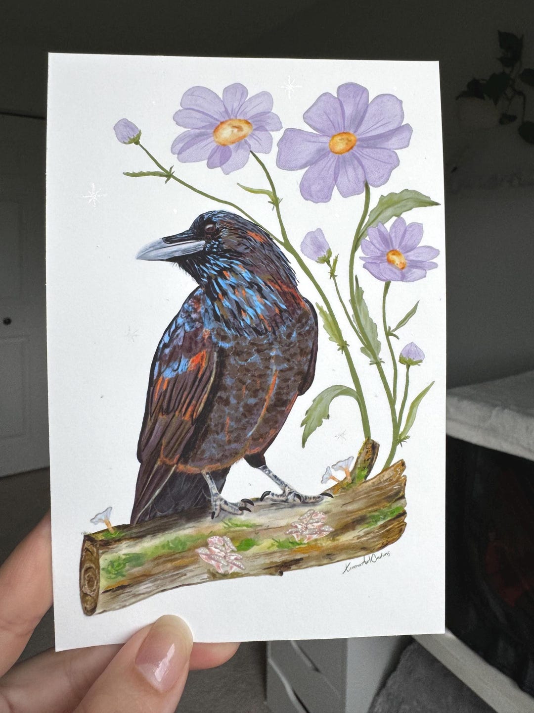 Art Crow Print - Bird Print - Raven Art - Crow Floral Print - Etsy