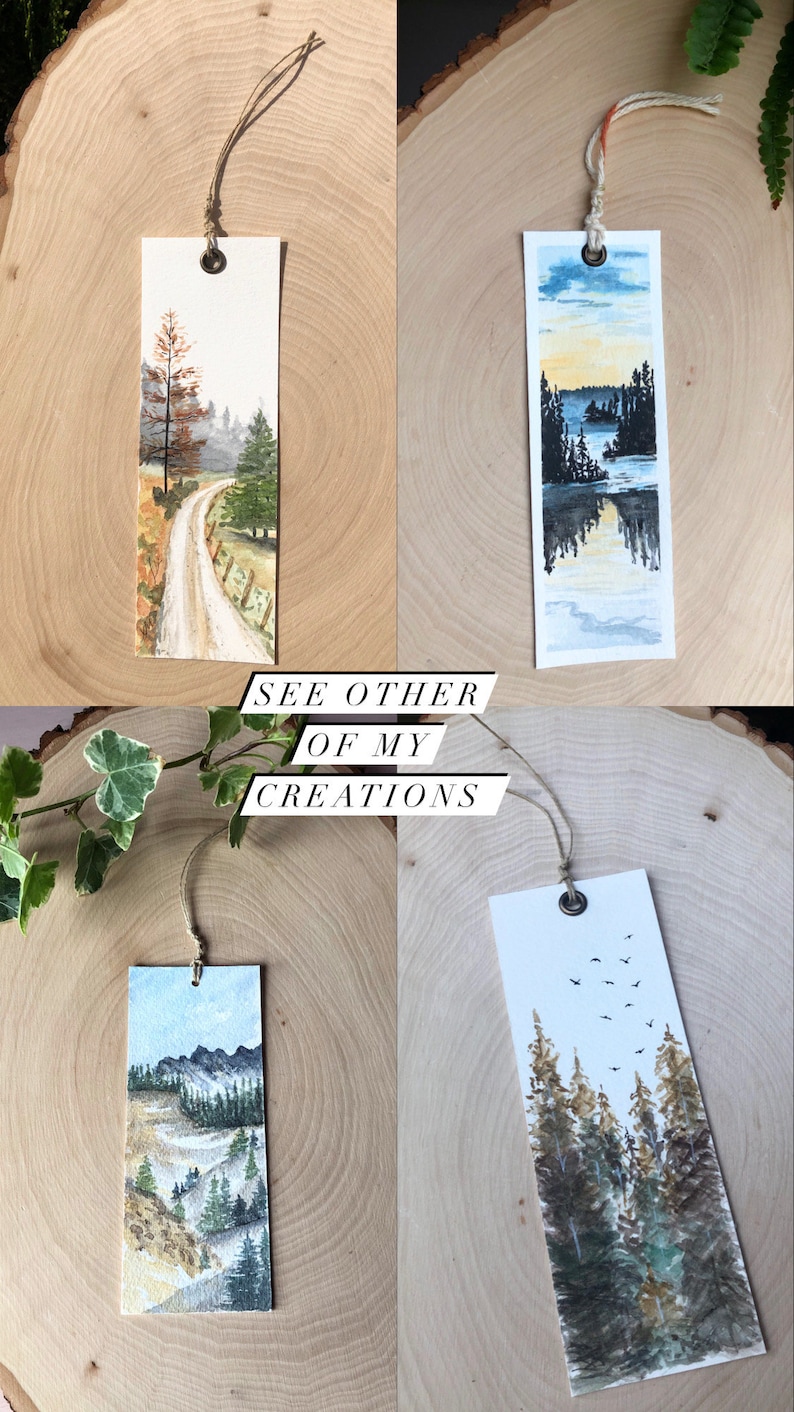 Original Watercolor Pine Forest Mountain, Pines Trees Bookmark ...