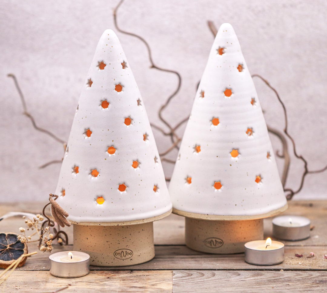 Handgemachter Keramik Weihnachtsbaum Teelicht Kerzenhalter Weiß ...