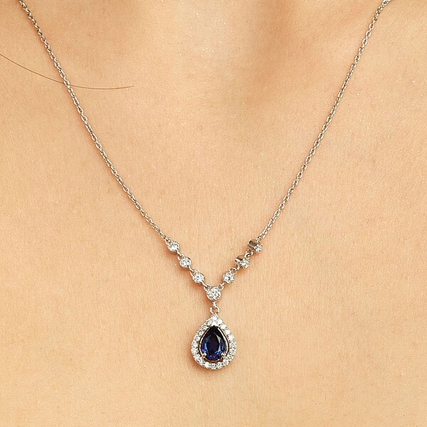 Dangling Sapphire Necklace - Etsy