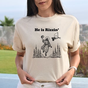 He is Rizzin' Shirt, Funny Easter Shirt, Humor Christian Shirt, Jesus ...