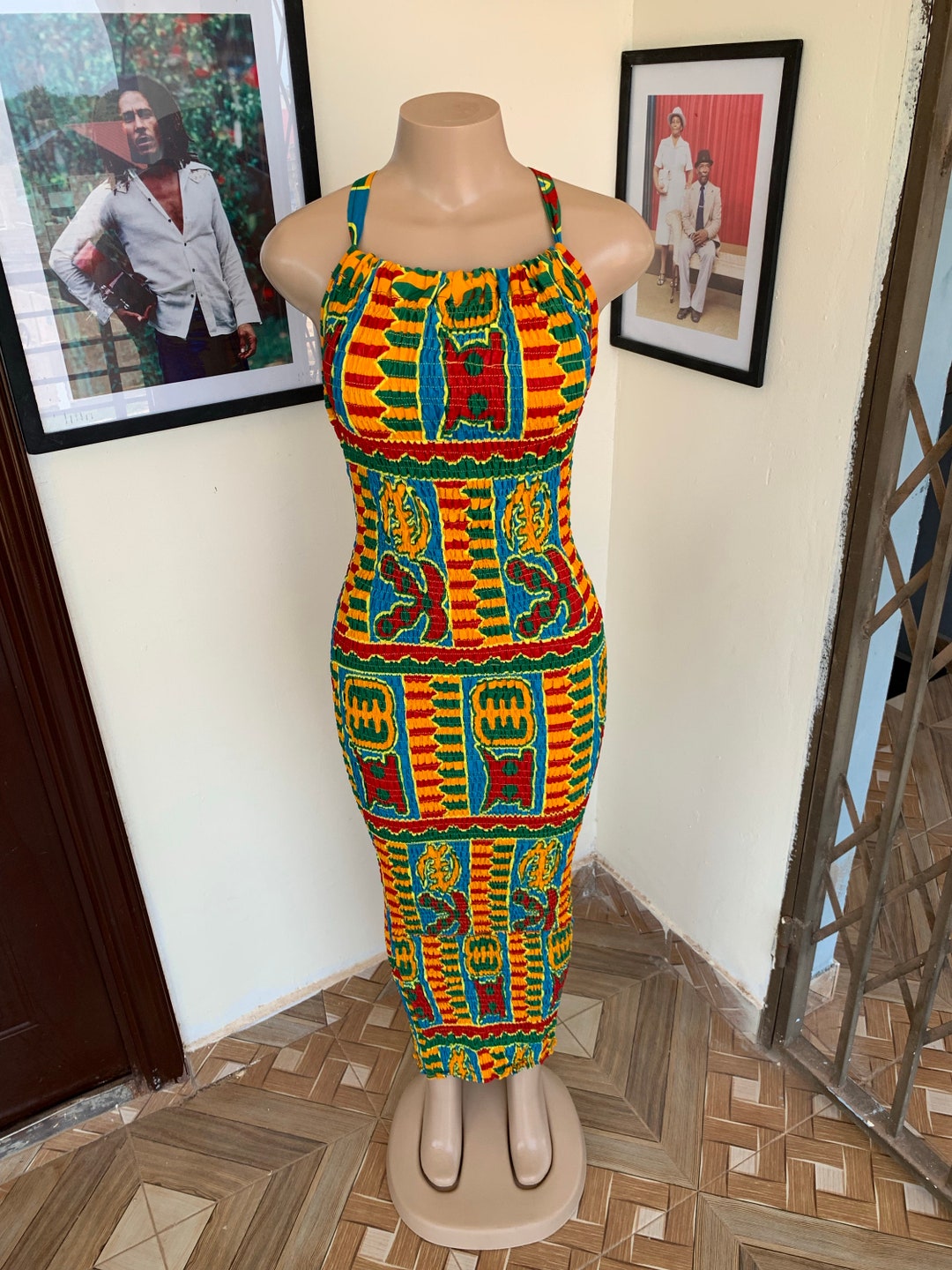 Sexy Stretchy African Print Maxi Dress Open Back - Etsy