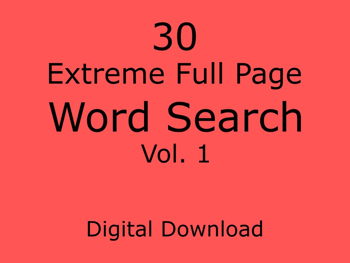 30 Extreme Full Page Word Search Puzzles Vol 1 - Etsy