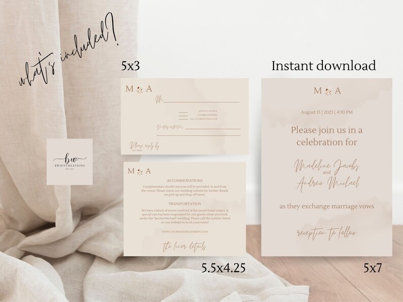 Simple Wedding Invitation Template Printable Wedding - Etsy
