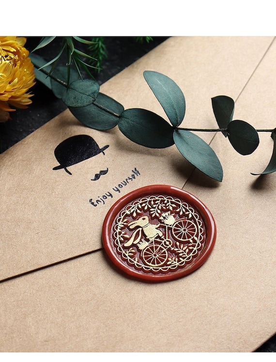 Rabbit Wax Seal Stamp Kit Garden Bike Bunny Wax Seal Kit - Etsy