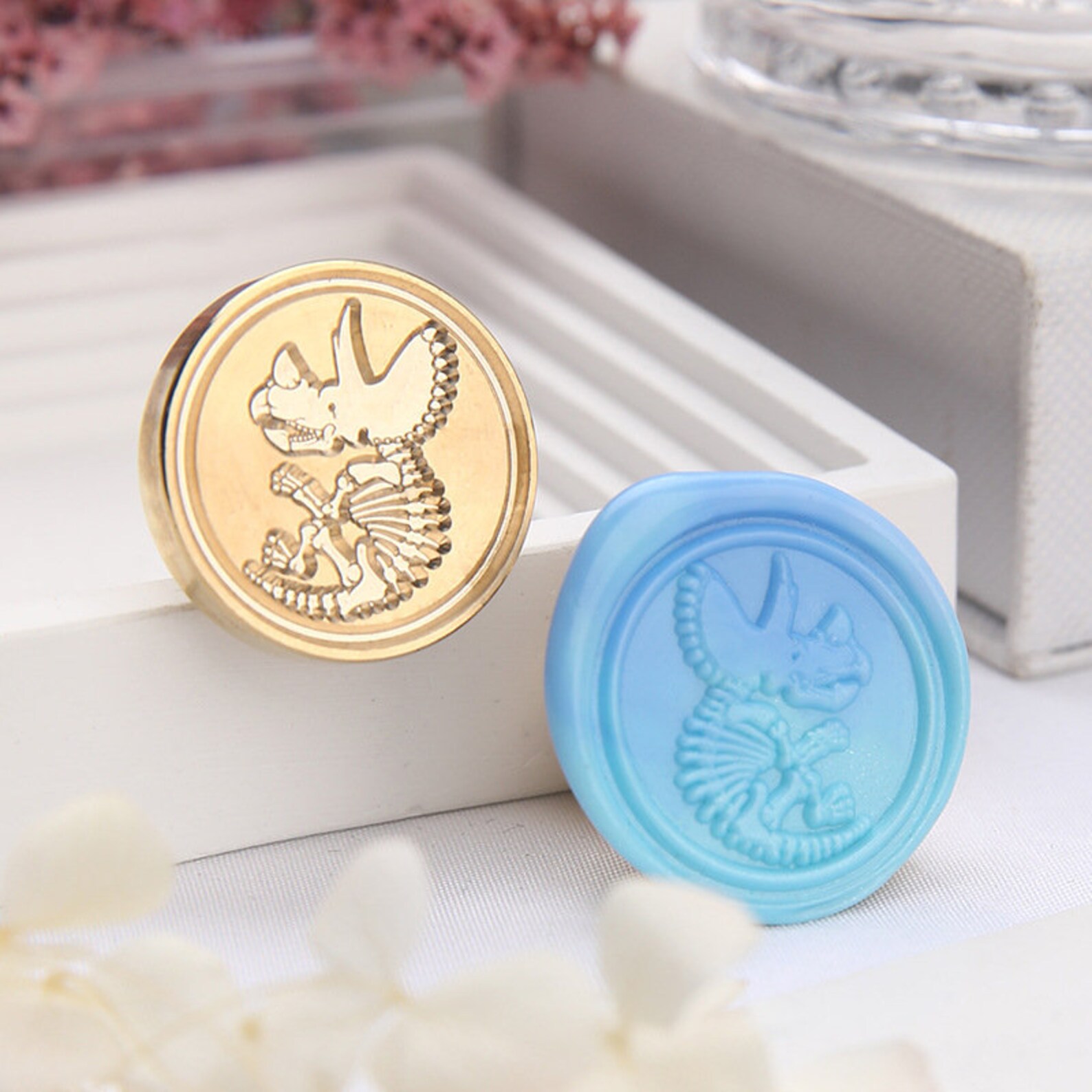 Triceratops Fossil Wax Seal Stamp Kit, Ancient Wax Seal Kit, Envelope ...