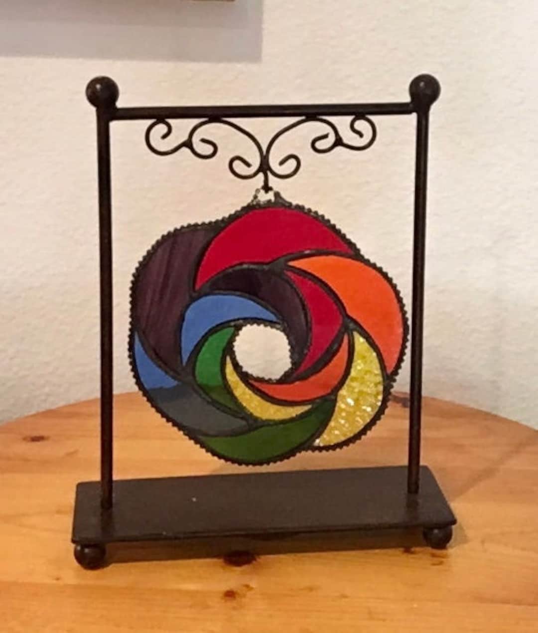 Rainbow Tabletop Suncatcher With Metal Display Stand - Etsy