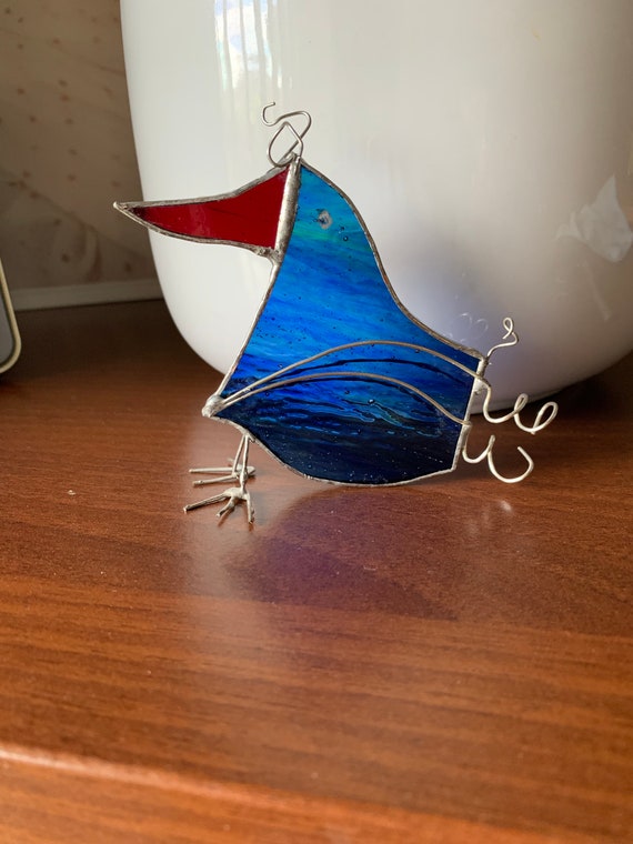 Large Stained Glass Red Beaked Birds | Etsy