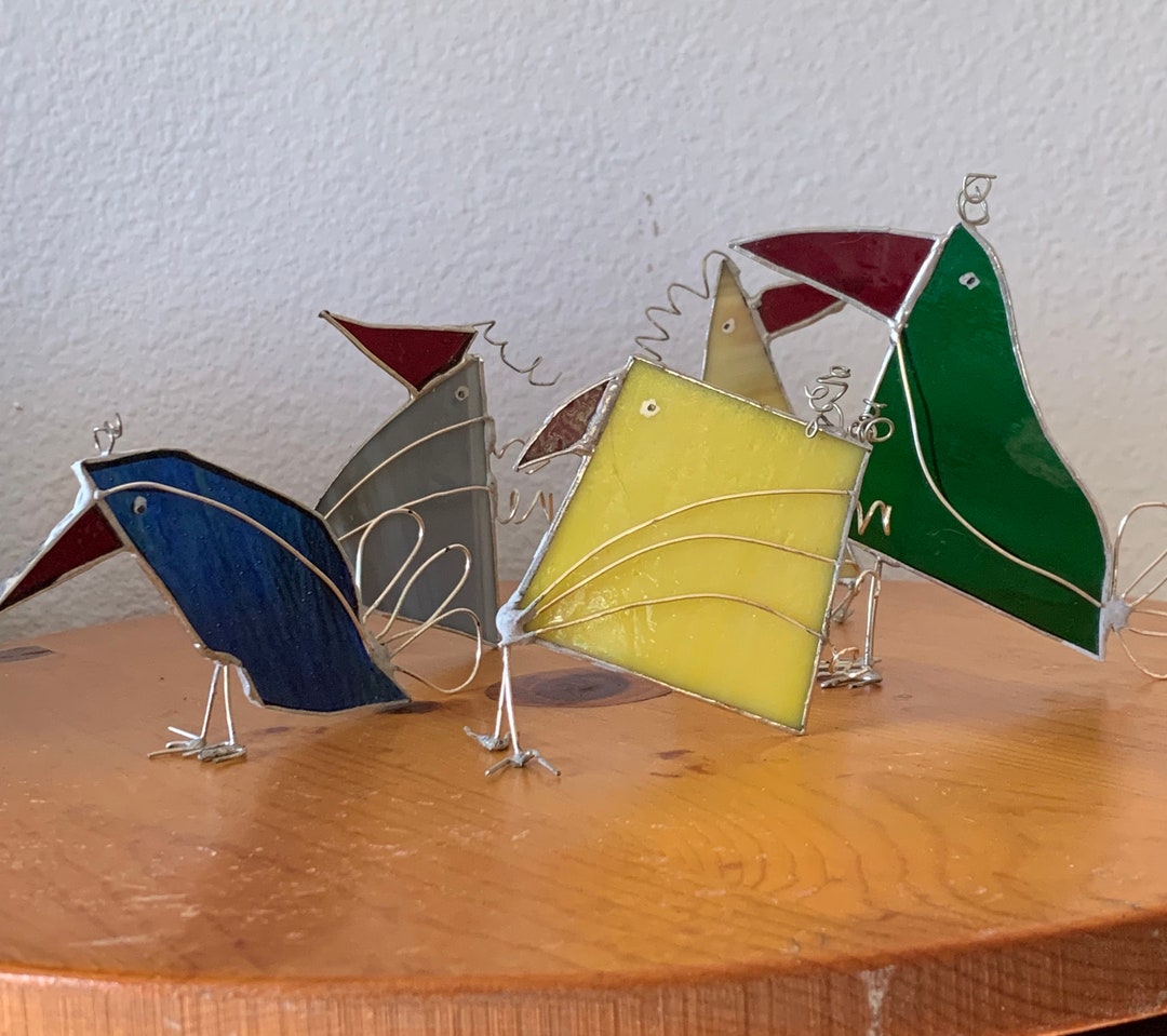 Large Stained Glass Red Beaked Birds - Etsy