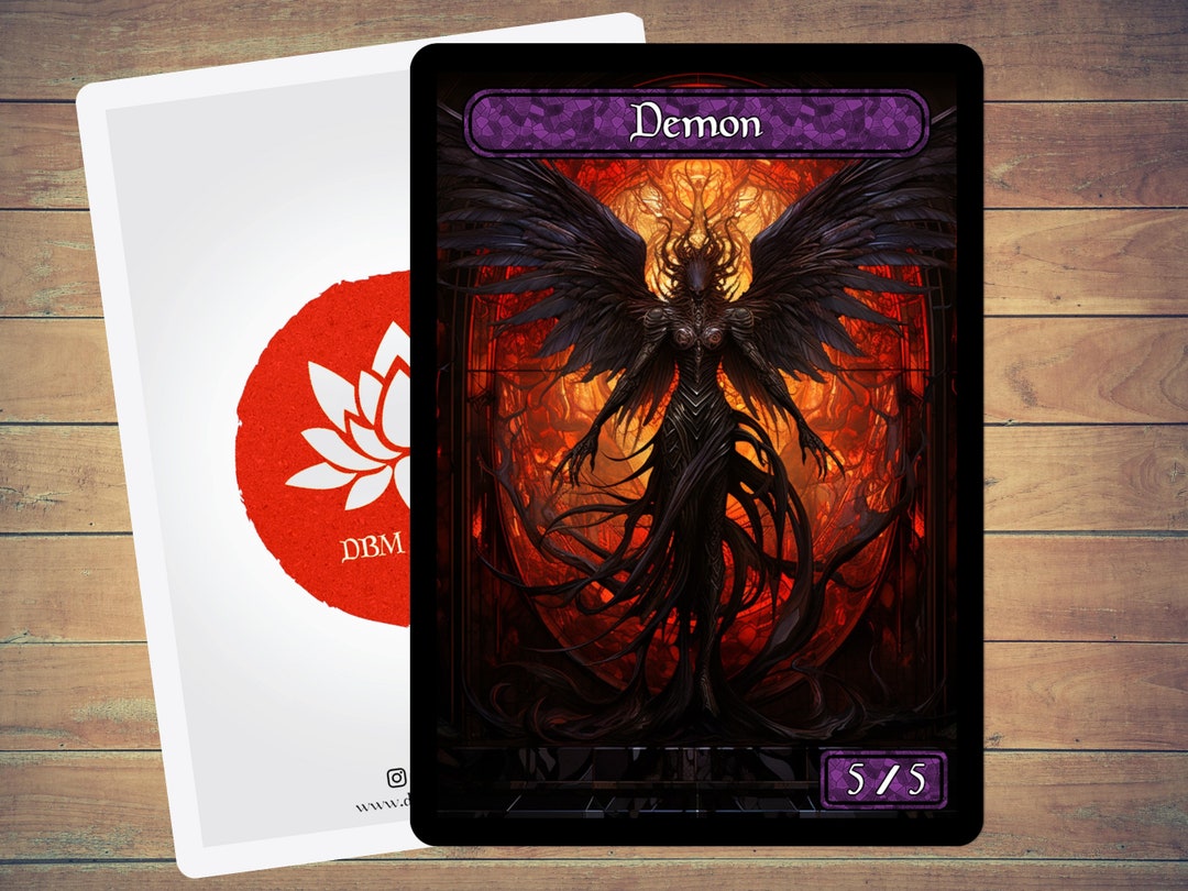 Demon Token Stained Glass Art Token 5 Pack for Magic and Other ...