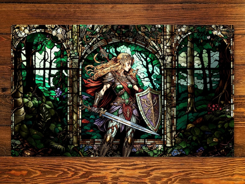 Elf Warrior Token MTG Token Elf Token Stained Glass Art Token 5 Pack ...