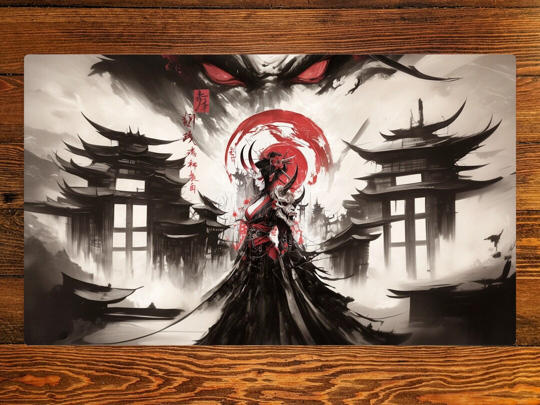Japanese Demon Japanese Oni Yokai Spirit 14" X 24" MTG Playmat for Card ...