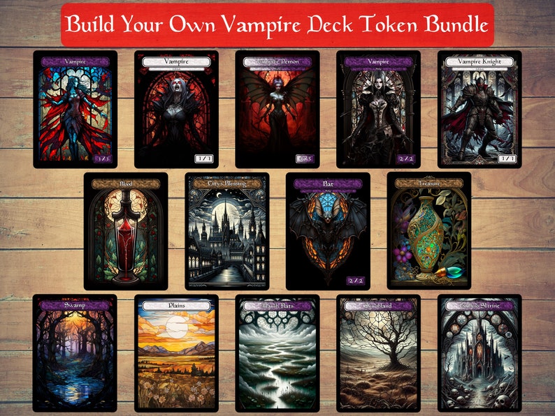 Vampire Deck Vampire Token Bundle Stained Glass Art Vampire Token Blood ...