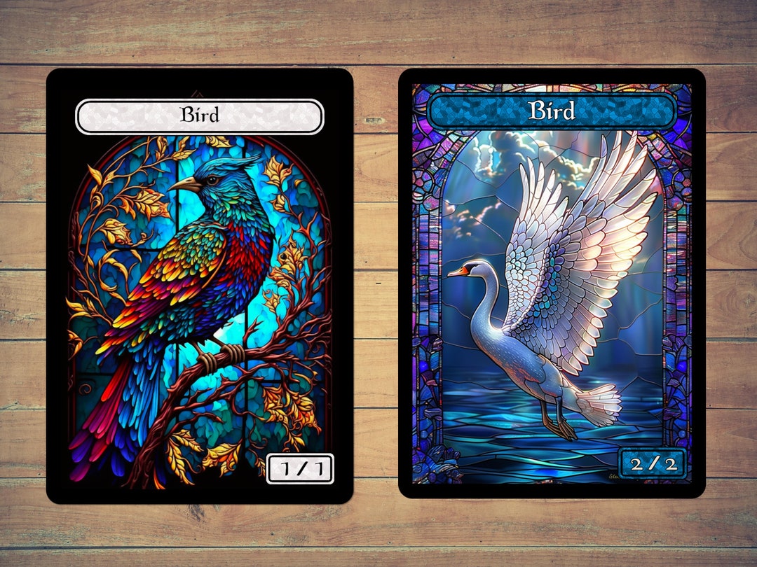 Bird Token MTG Token Stained Glass Art Token 5 Pack for Magic and Other ...
