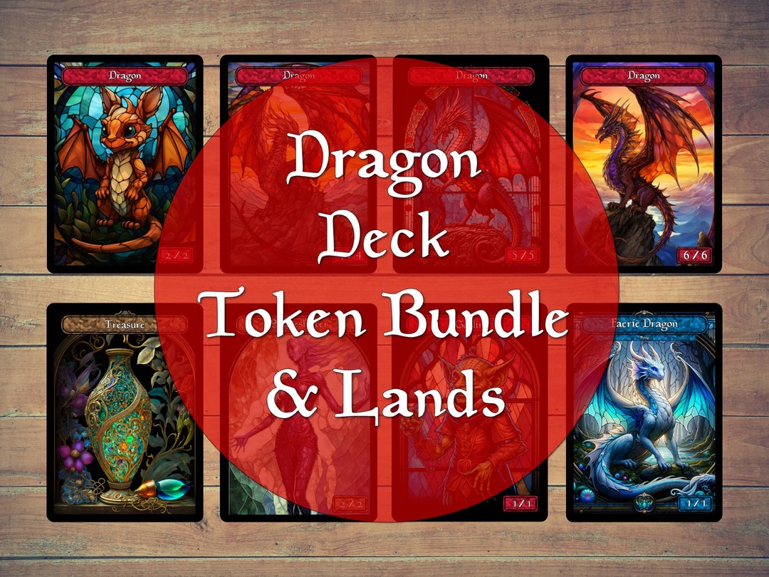 Dragon Deck Dragon Token Bundle Token Stained Glass Art Dragon Token ...