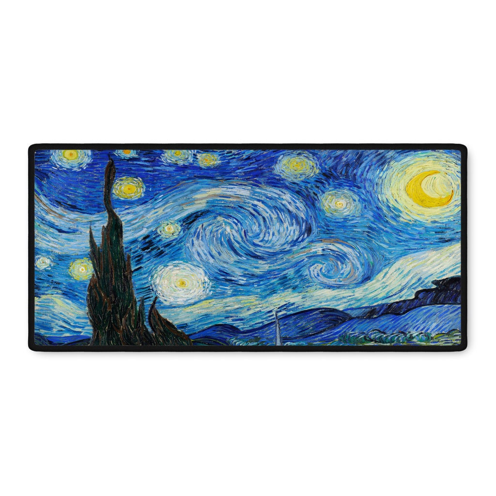 Vincent Van Gogh Starry Night 16" X 35" Gamer Mousepad - Etsy