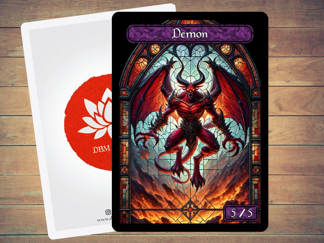 Demon Token MTG Token Stained Glass Art Token 5 Pack for Magic and ...