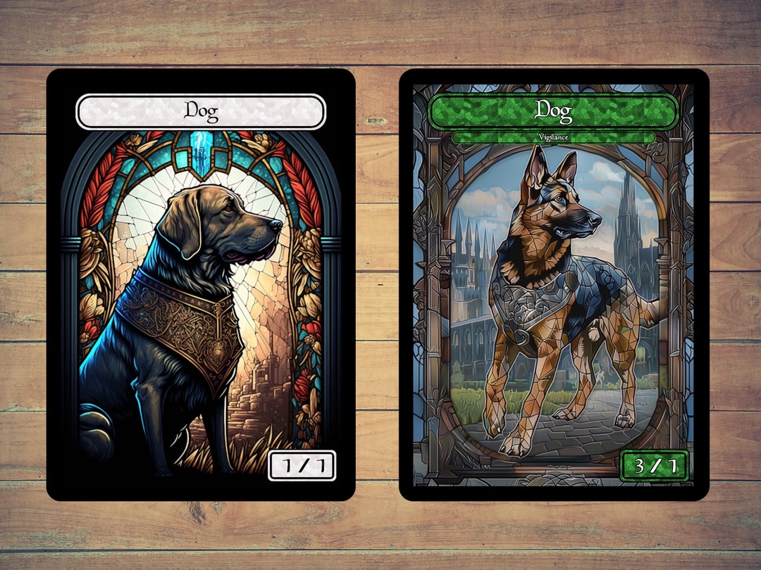 Dog Token Stained Glass Art Token 5 Pack for Magic and Other ...