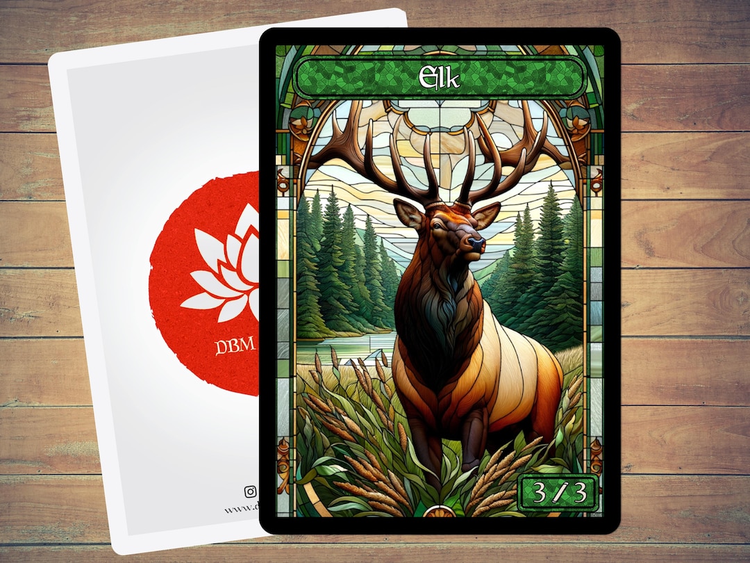 Elk Token MTG Token Stained Glass Art Token 5 Pack for Magic and Other ...