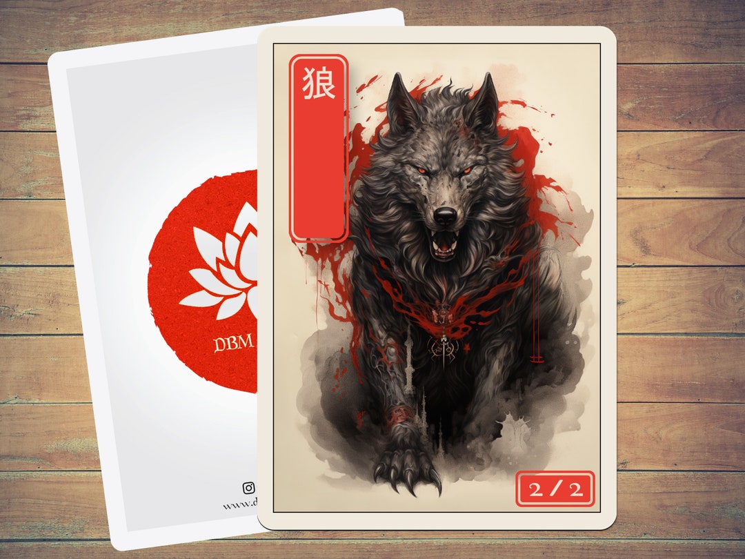 Wolf Token MTG Token Japanese Style Art Token 5 Pack for Magic and ...