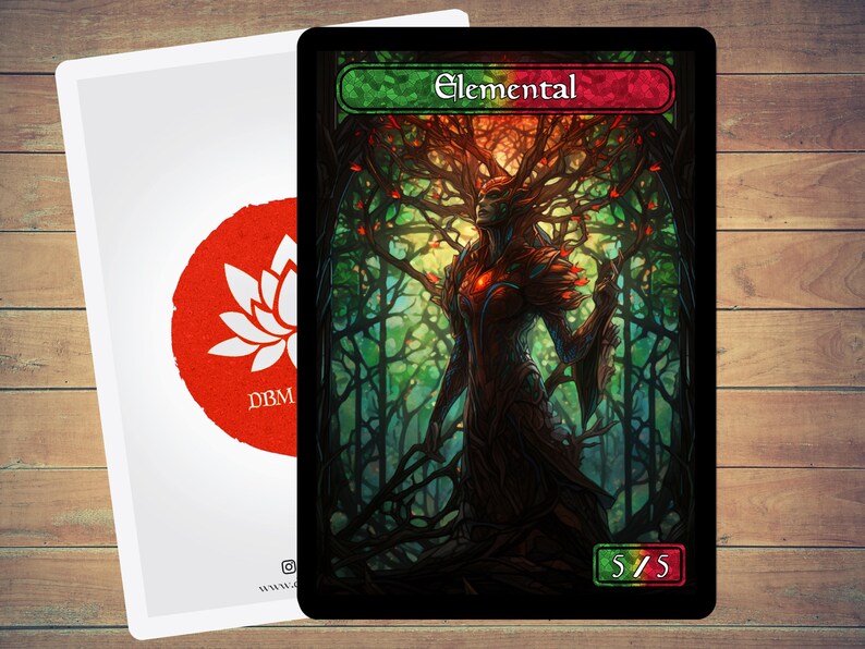 Elemental Token MTG Token Stained Glass Art Token 5 Pack for Magic and ...
