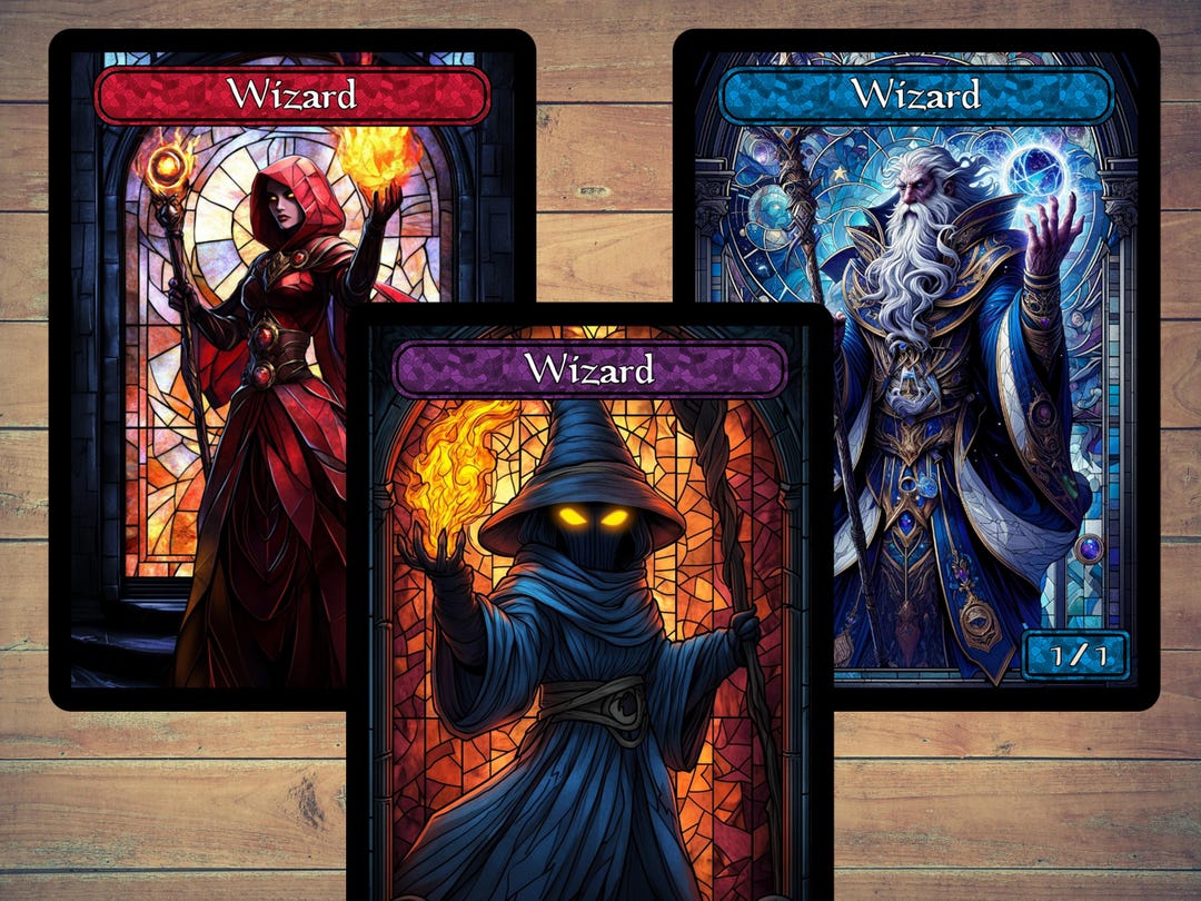 Wizard Token MTG Token Stained Glass Art Token 5 Pack for Magic and ...