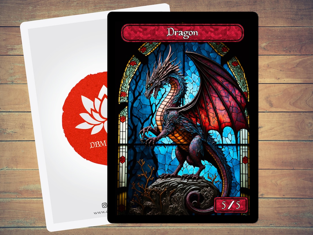 Dragon Token Stained Glass Art Token 5 Pack for Magic and Other ...