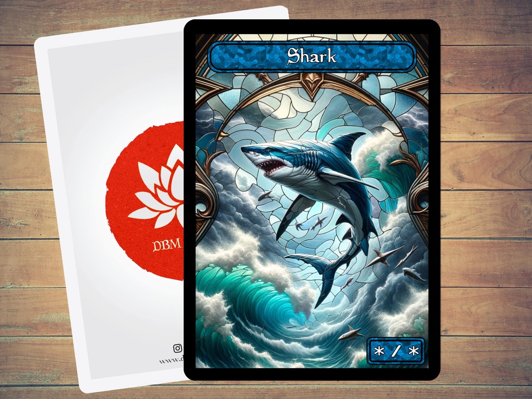 Shark Token MTG Token Stained Glass Art Token 5 Pack for Magic and ...