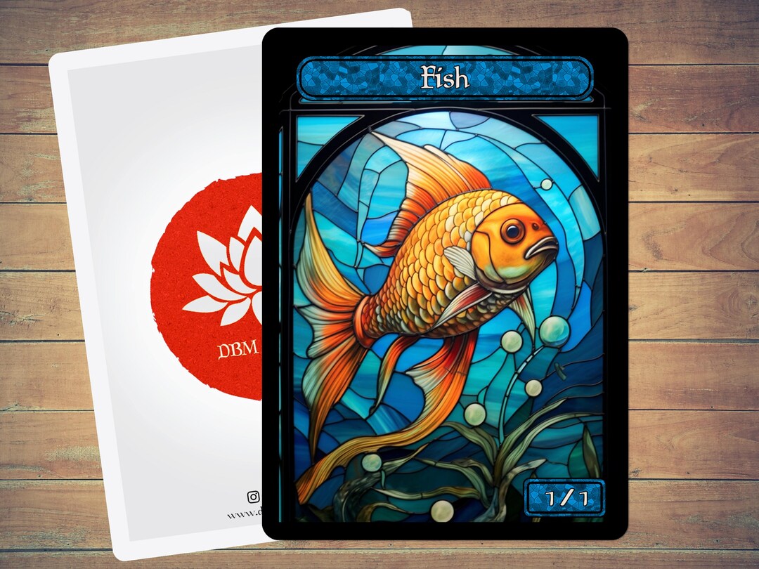 Fish Token MTG Token Stained Glass Art Token 5 Pack for Magic and Other ...