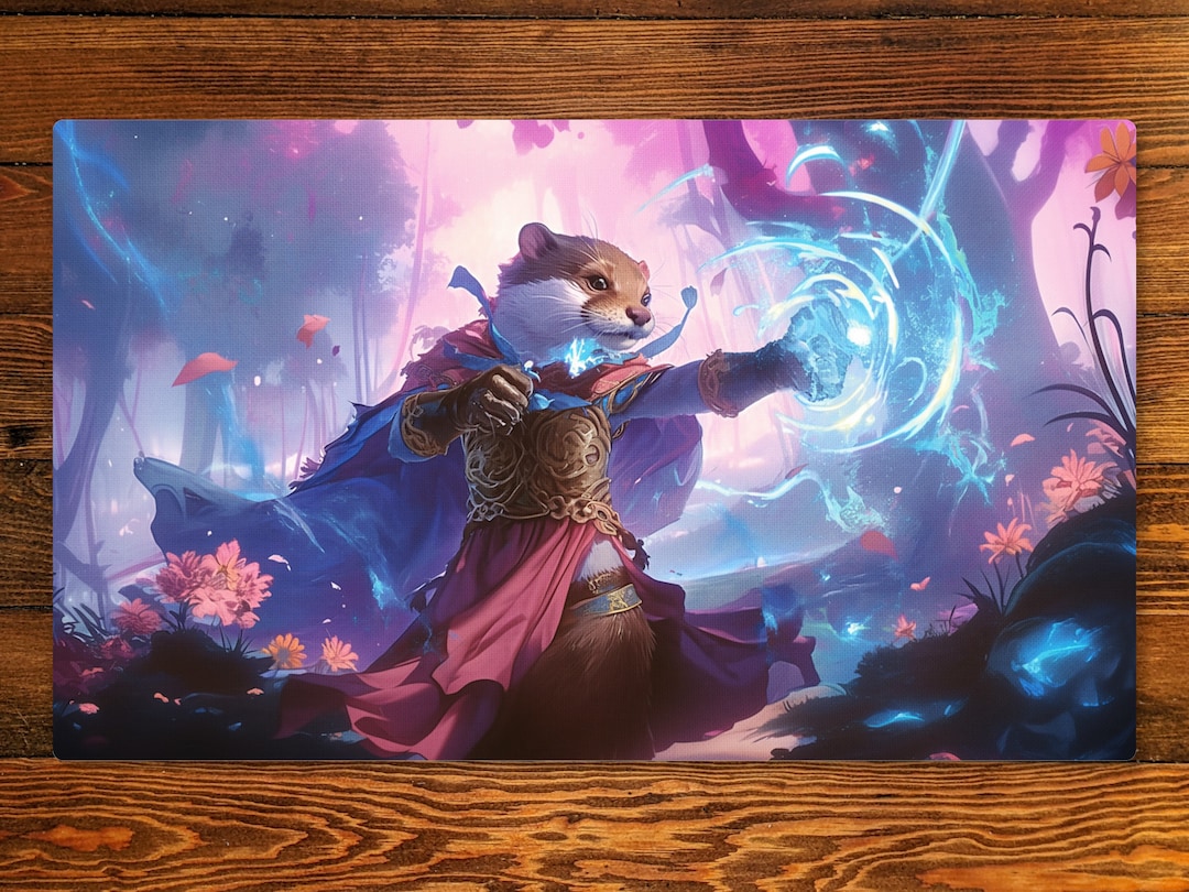 Otter Mage Playmat 14" X 24" Playmat for Card, Ccg, and Tabletop Games ...