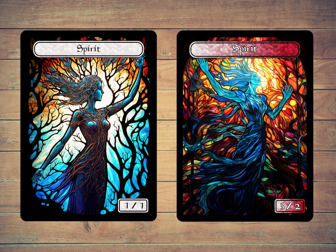 Spirit Token MTG Token Stained Glass Art Token 5 Pack for Magic and ...