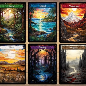 Mtg Stained Glass Basic Lands - Etsy