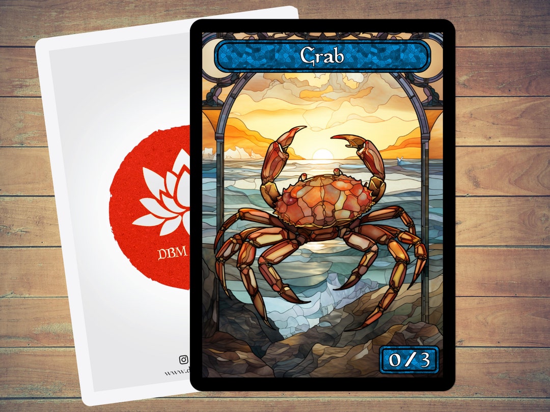 Crab Stained Glass Art Token 5 Pack for Magic and Other Collectable ...