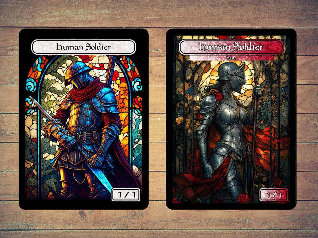 Human Soldier Token MTG Token Human Token Stained Glass Token Art Token ...