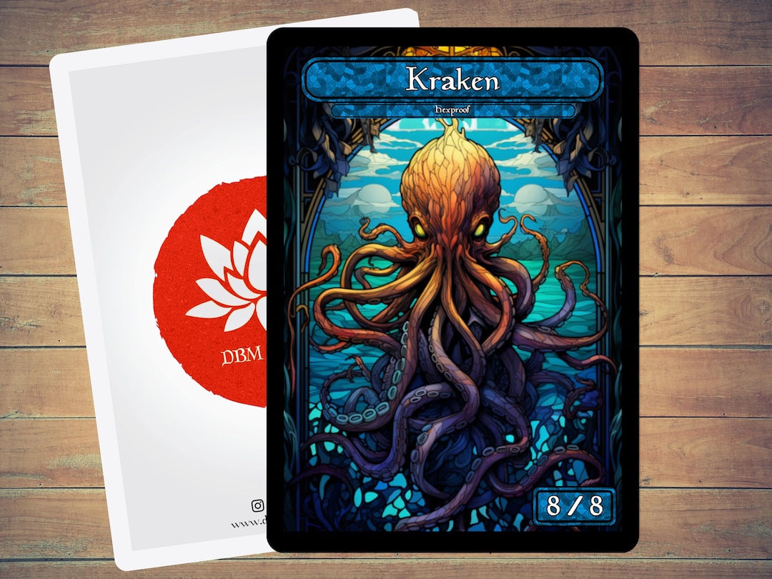 Kraken Token MTG Token Stained Glass Art Token 5 Pack for Magic and ...