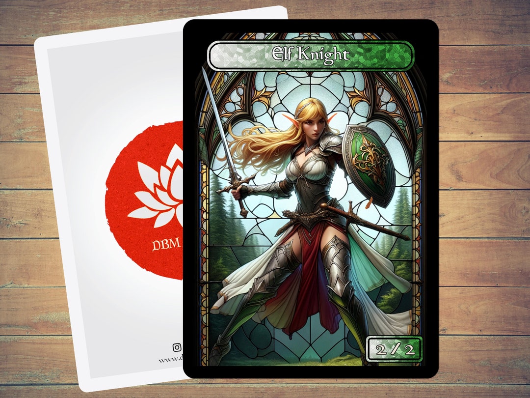 Elf Knight Token Stained Glass Art Token 5 Pack for Magic and Other ...