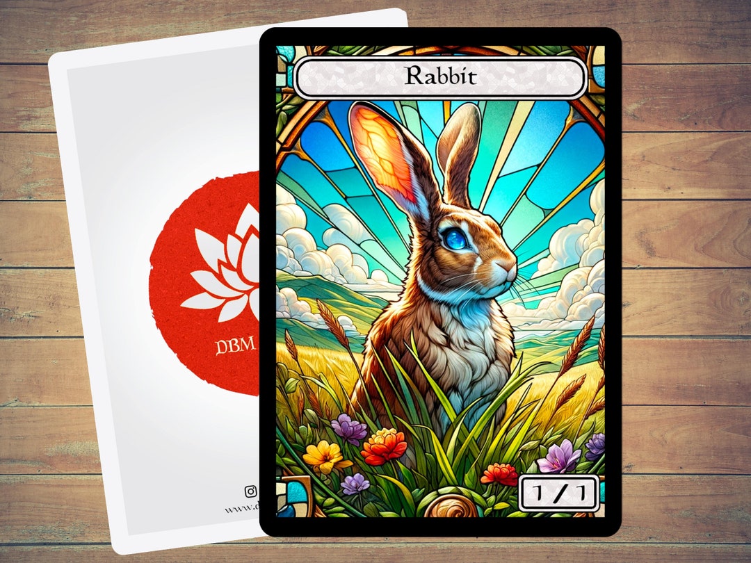Rabbit Token MTG Token Stained Glass Art Token 5 Pack for Magic and ...